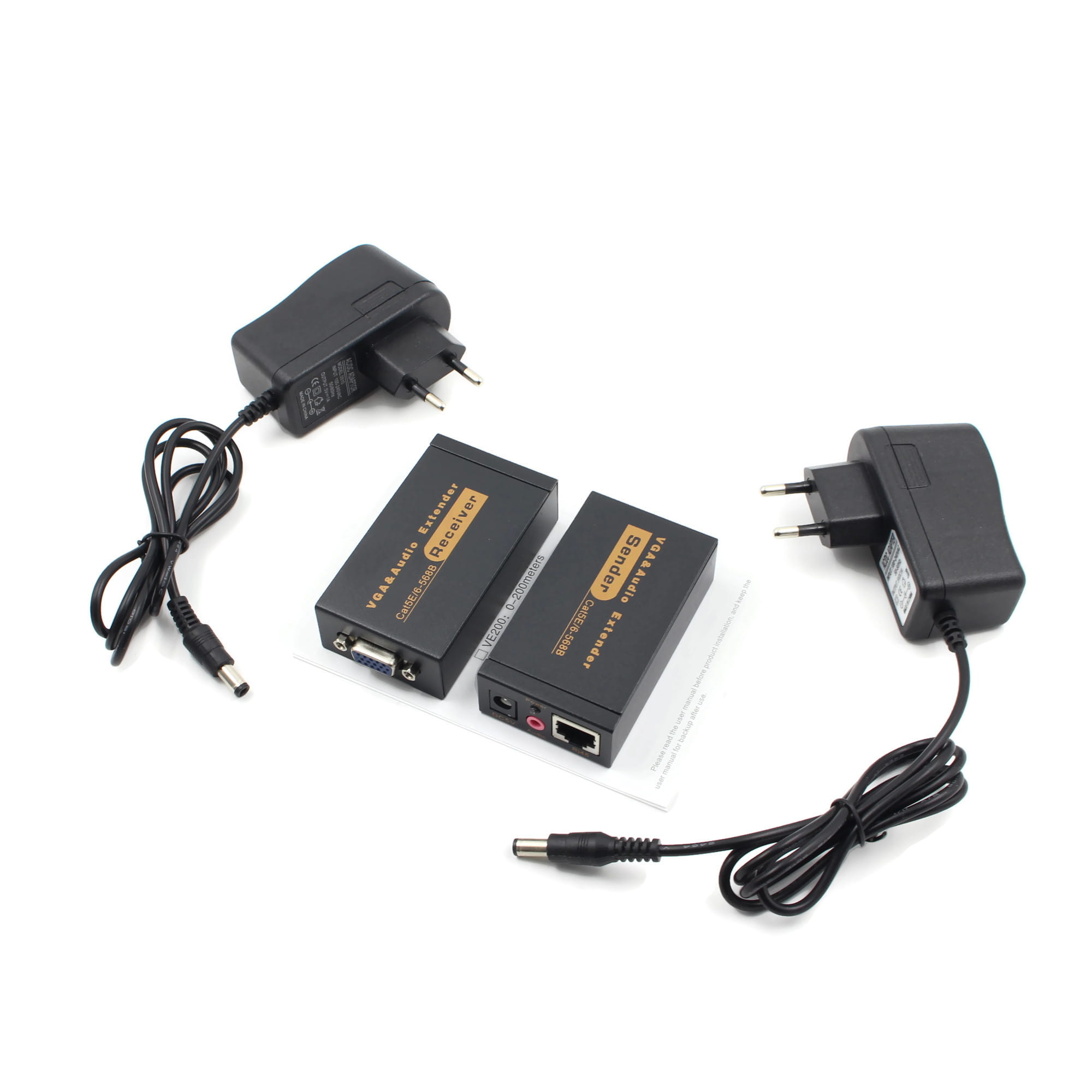 Cablu prelungitor VGA EXTENDER RJ45 100m CAT-5e / 6 imagini sunet JACK ...