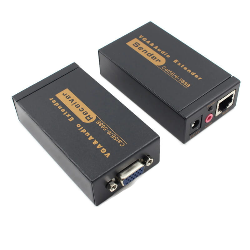 Cablu prelungitor VGA EXTENDER RJ45 100m CAT-5e / 6 imagini sunet JACK ...