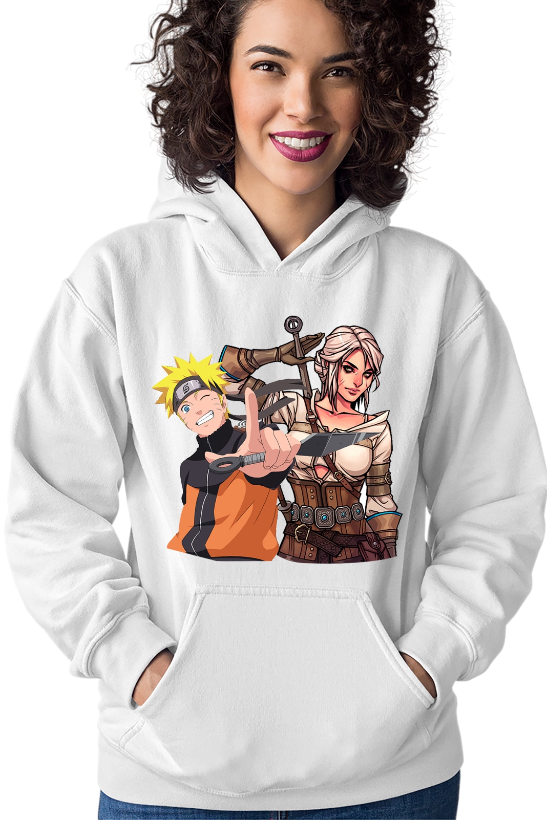 Hanorac dama The Witcher Ciri Naruto Shippuden Anime Desene, alb ...