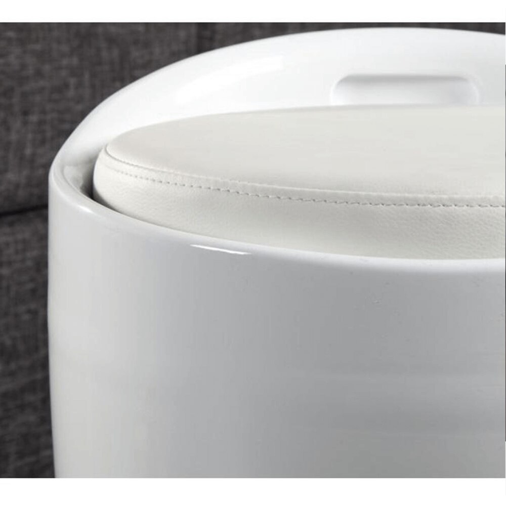 Taburet piele ecologica alba, Dalila, 36x50x36 cm - eMAG.ro