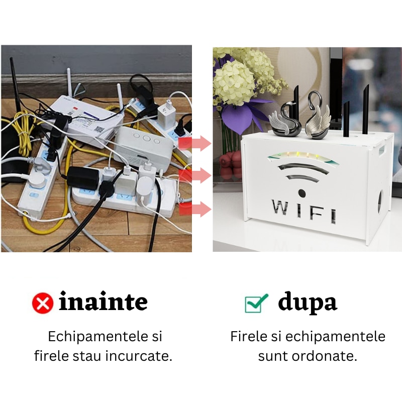 Raft Suport Router Wireless pentru mascare echipament WI-FI si fire ...