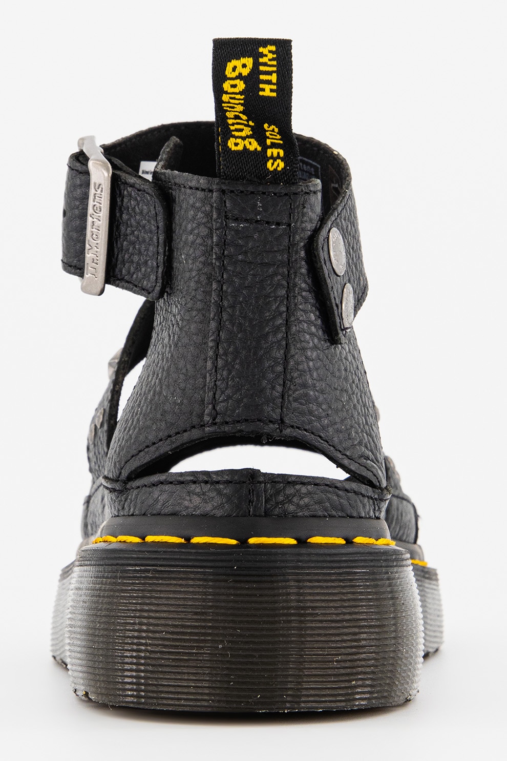 Dr. Martens, Скосени кожени сандали Clarissa с метални апликации, Черен ...