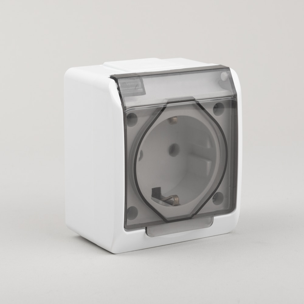 Priza Schuko Cu Impamantare si Capac, Montaj Aparent, Interior/Exterior ...