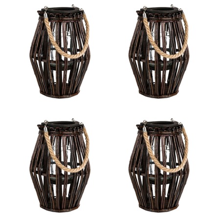 Set 4 felinare decorative, pentru casa sau terasa, maro, 24 x 33 cm ...