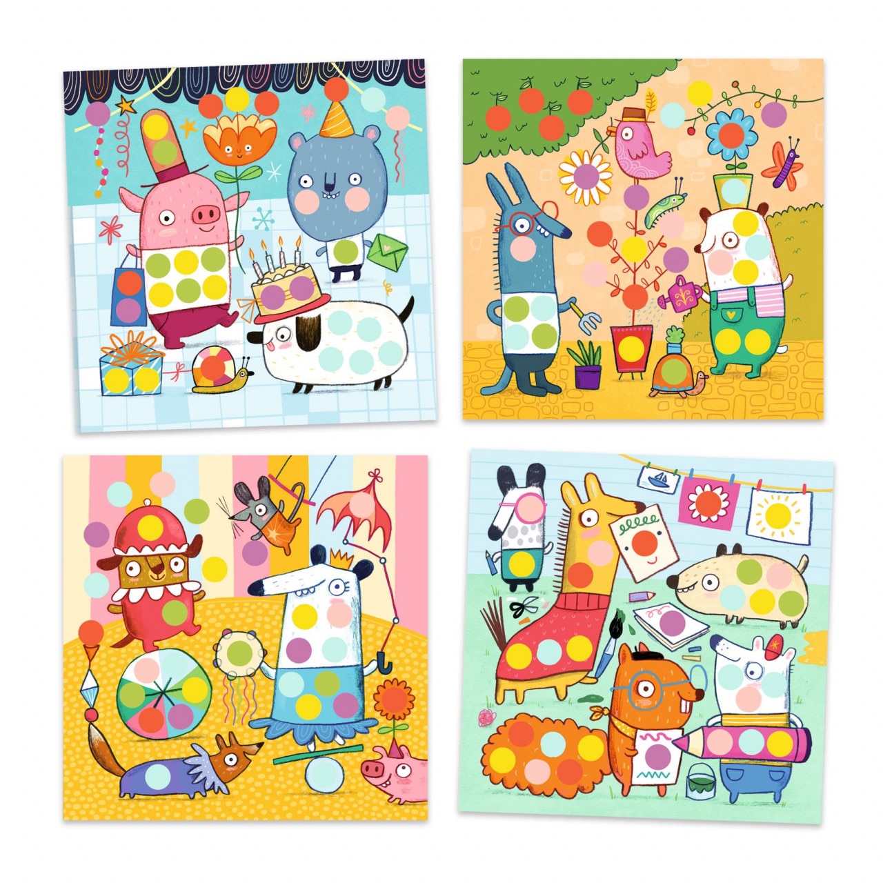 Set creativ cu autocolante Djeco, Buline colorate - eMAG.ro