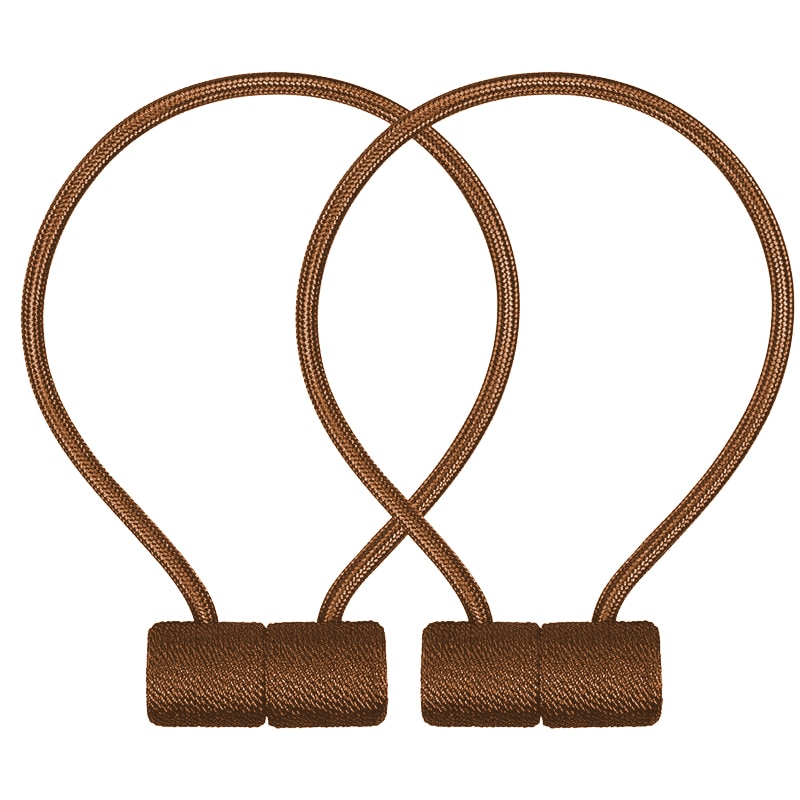 Set 2 cordoane prindere perdea, Aliaj/Poliester, Magnetic, 44 cm, Maro ...