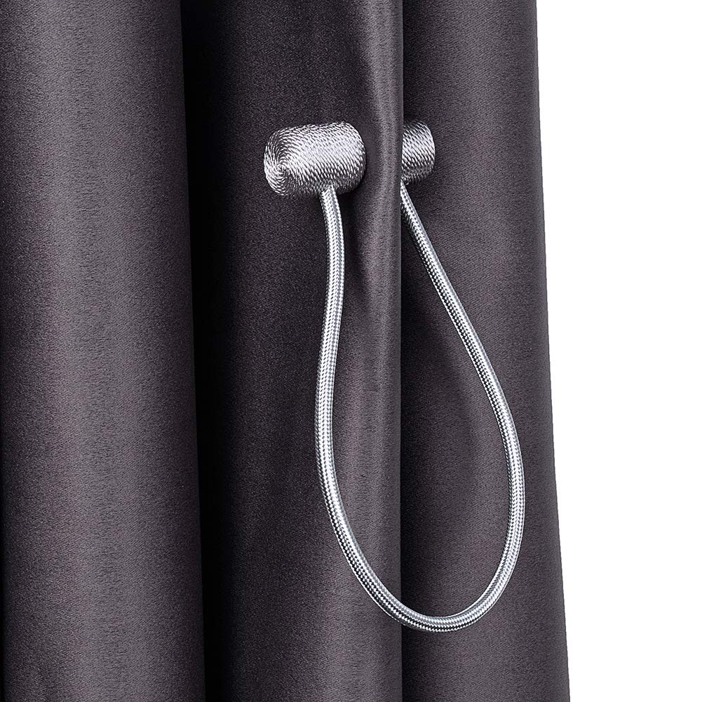 Set 2 cordoane prindere perdea, Aliaj/Poliester, Magnetic, 44 cm, Argintiu - eMAG.ro