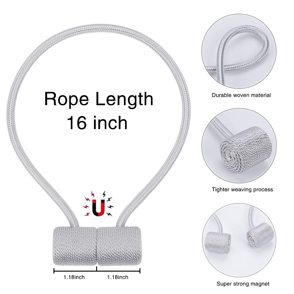 Set 2 cordoane prindere perdea, Aliaj/Poliester, Magnetic, 44 cm ...