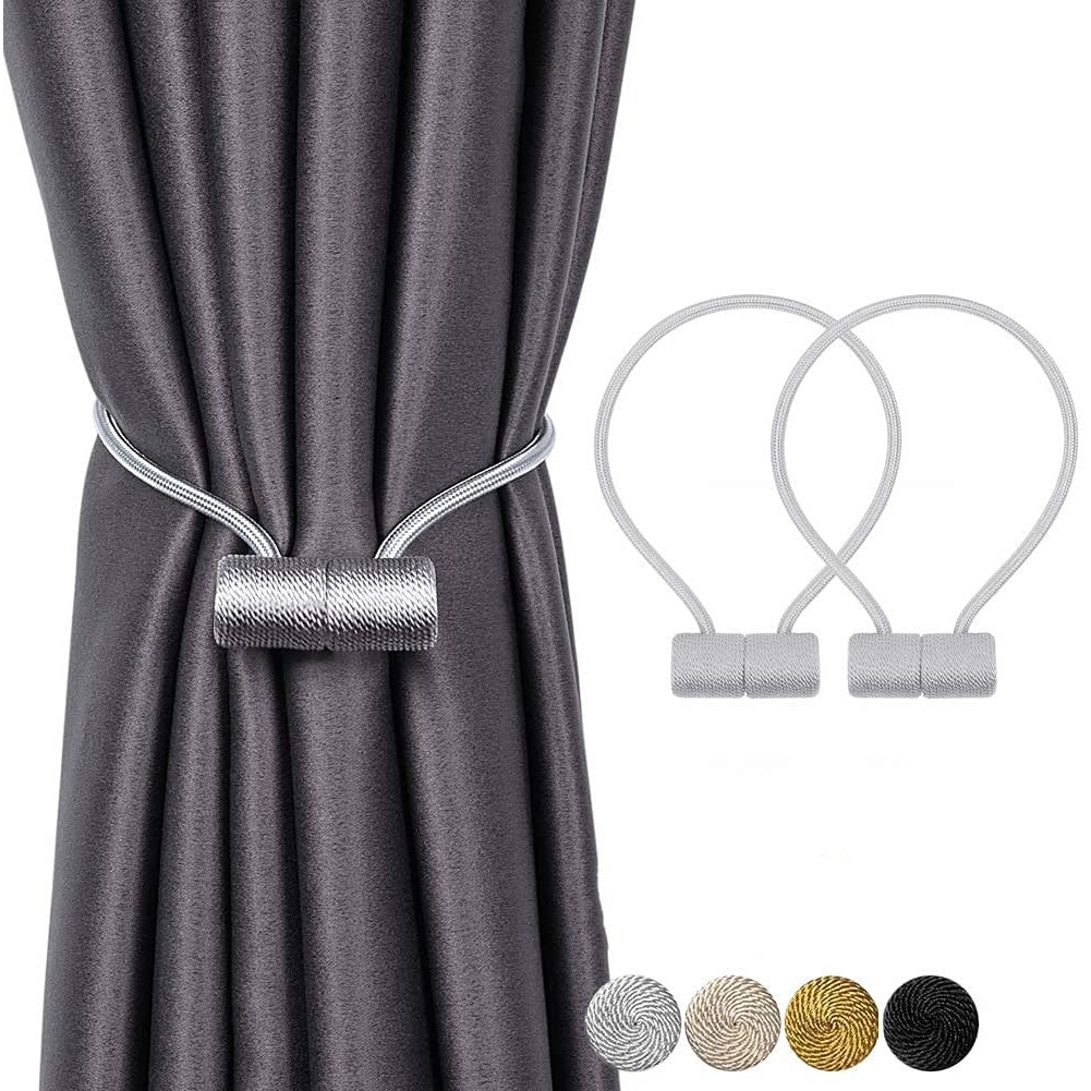 Set 2 cordoane prindere perdea, Aliaj/Poliester, Magnetic, 44 cm ...