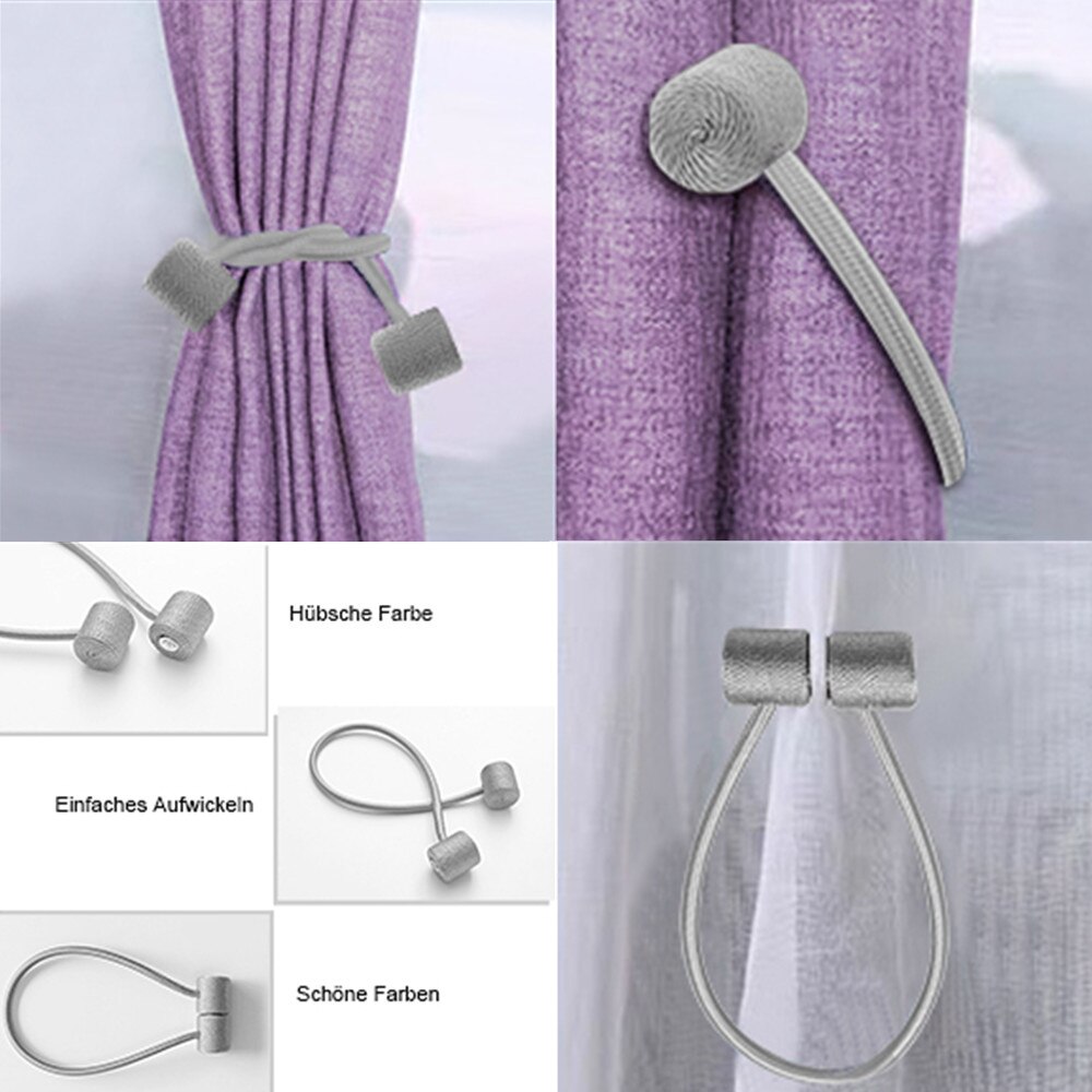 Set 2 cordoane prindere perdea, Aliaj/Poliester, Magnetic, 44 cm ...
