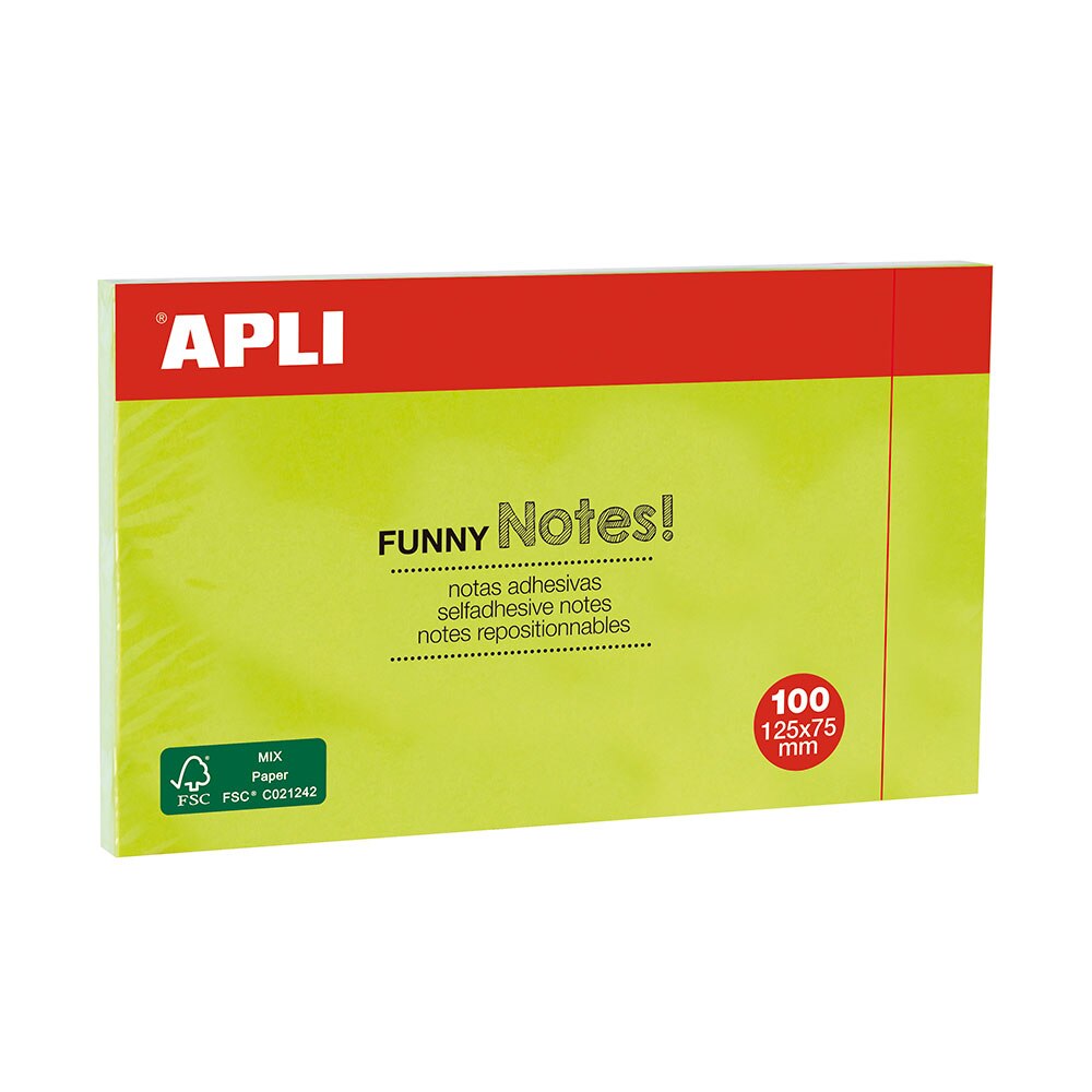 Notite adezive, Apli, 125 x 75 mm, verde, 100 file/set - eMAG.ro