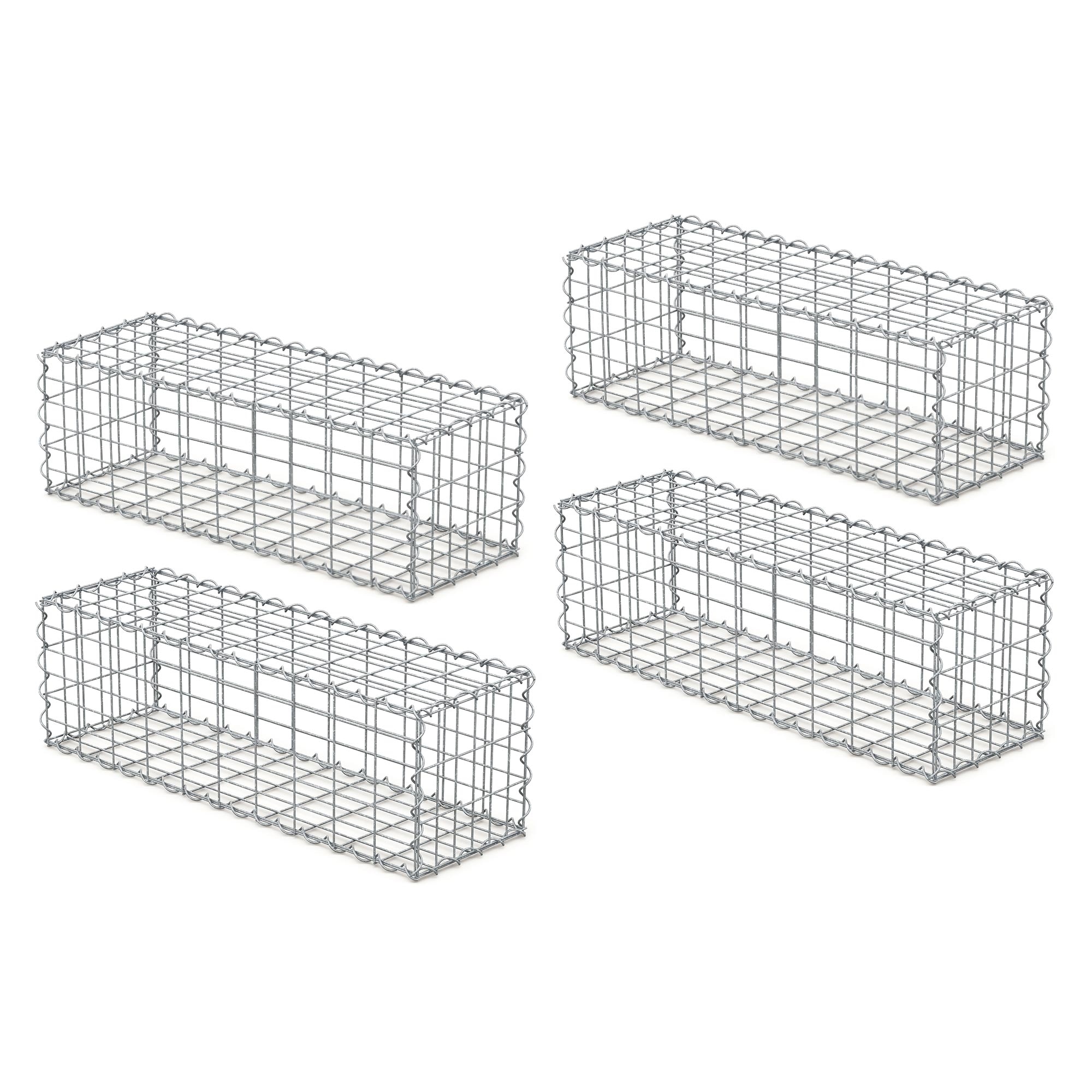 Set 4 x Gabion gard/perete, ECD Germany, cos piatra, 100 x 30 x 30 cm ...