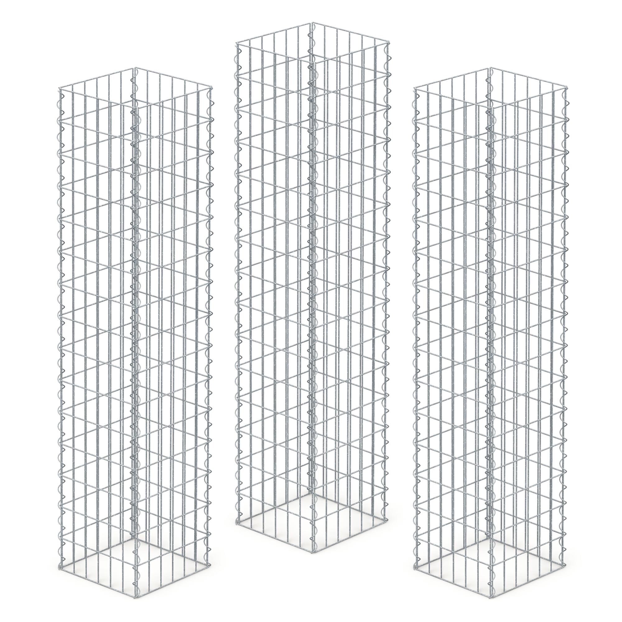 Set 3 x Gabion gard, ECD Germany, cos piatra, 150 x 30 x 30 cm, sarma ...