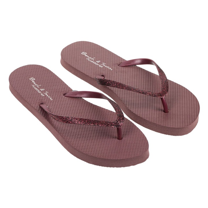 Slapi de dama monocromi cu curea din pvc, bordo - eMAG.ro