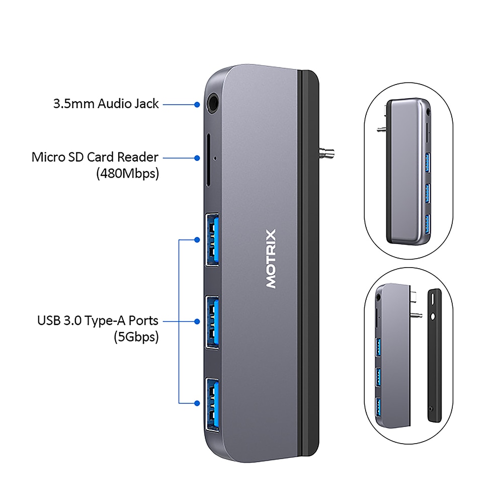 Hub adaptor Motrix Thunderbolt la 3xUSB 3.0, 1xMicro SD card reader ...