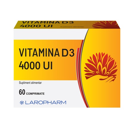 Хранителна добавка, Витамин D3 4000 IU Laropharm, 60 табл - eMAG.bg