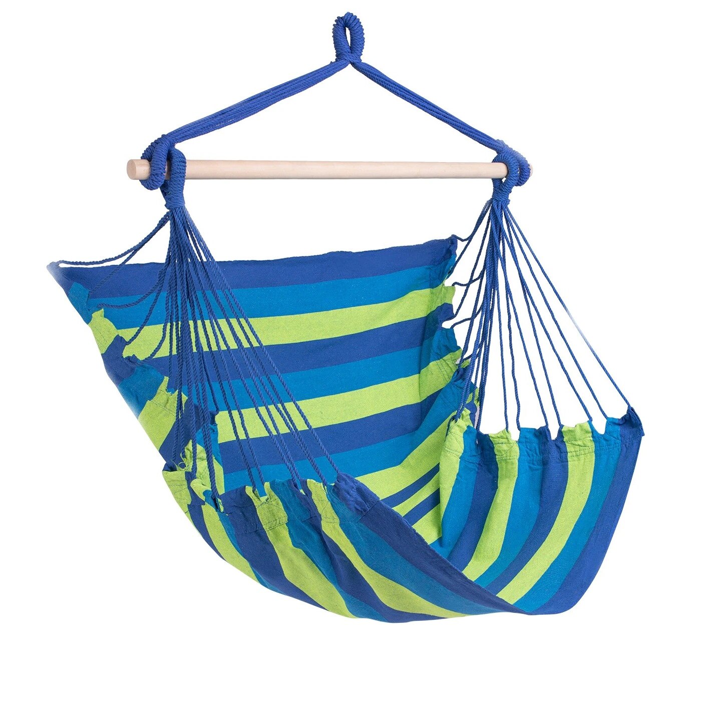 Hamac tip scaun suspendat Tiessa, cu cadru din lemn, pentru curte ...