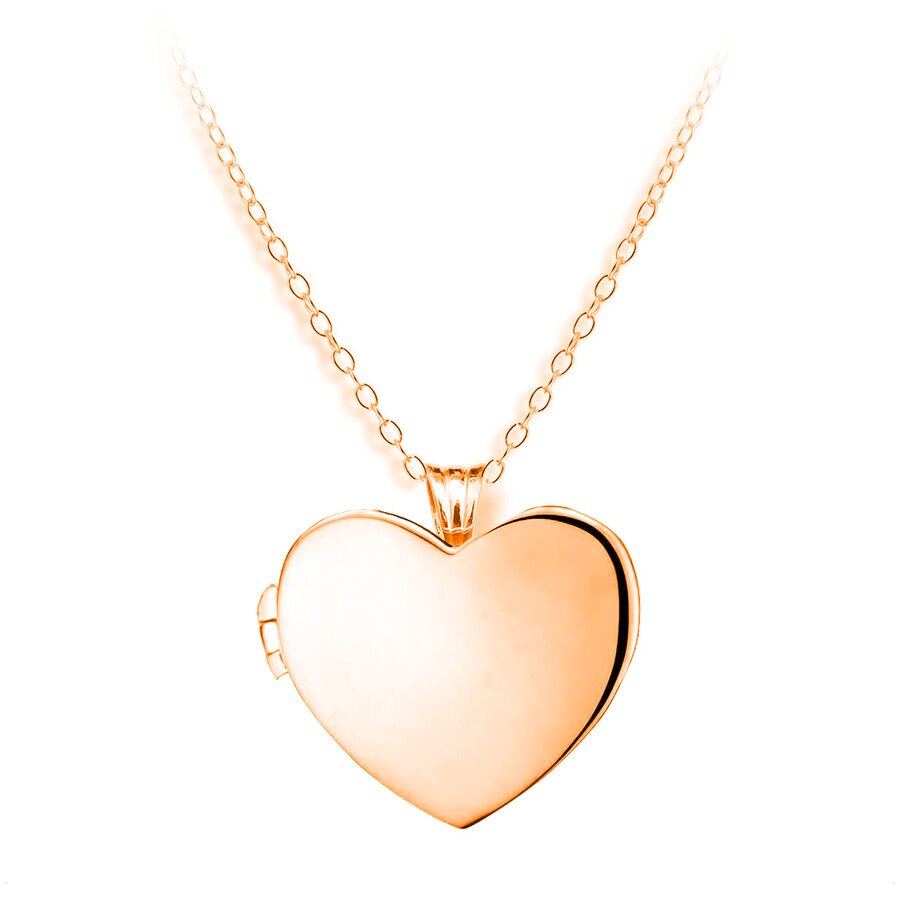 Colier argint 925 Photo Frame Inima, placat cu aur roz, cu deschidere ...