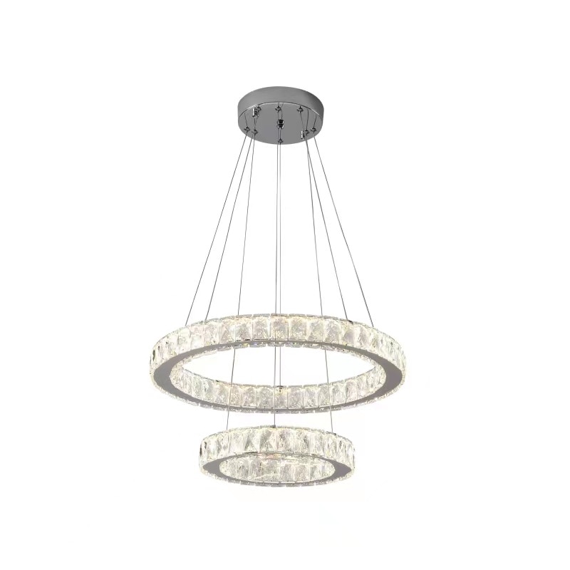 Lustra LED cristal circular design 9050, intensitate reglabila, 128W ...