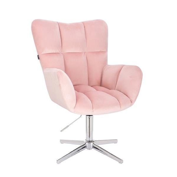 Scaun de birou, Votana, HR650CROSS, Roz Pudra, Catifea, 48x40x98 cm ...