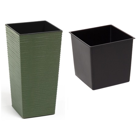 Ghiveci de flori cu insertie interioara, Lamela, 30x30 cm, Verde - eMAG.ro