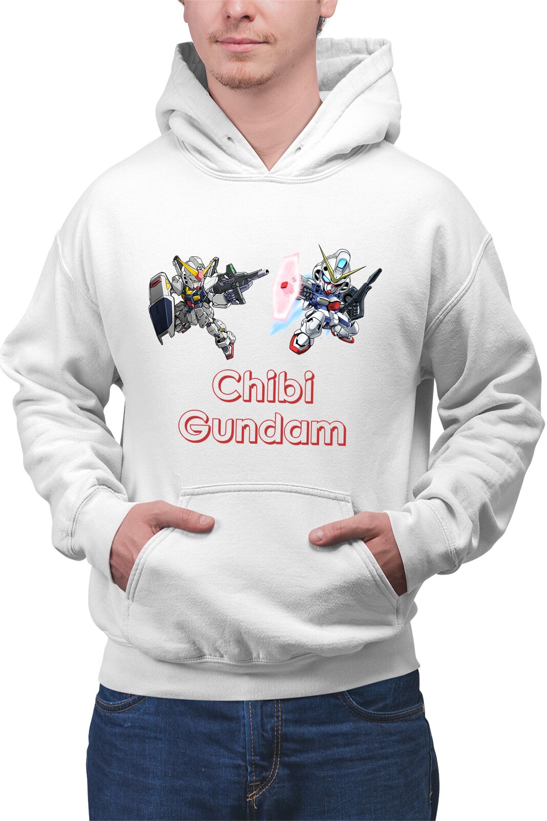 Hanorac barbati Gundam Universe Chibi Doza Animata, alb, marime 3XL ...