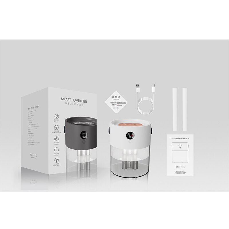 Umidificator cu duza dubla J636, HANYING, 2L, Incarcare USB, Afisaj ...