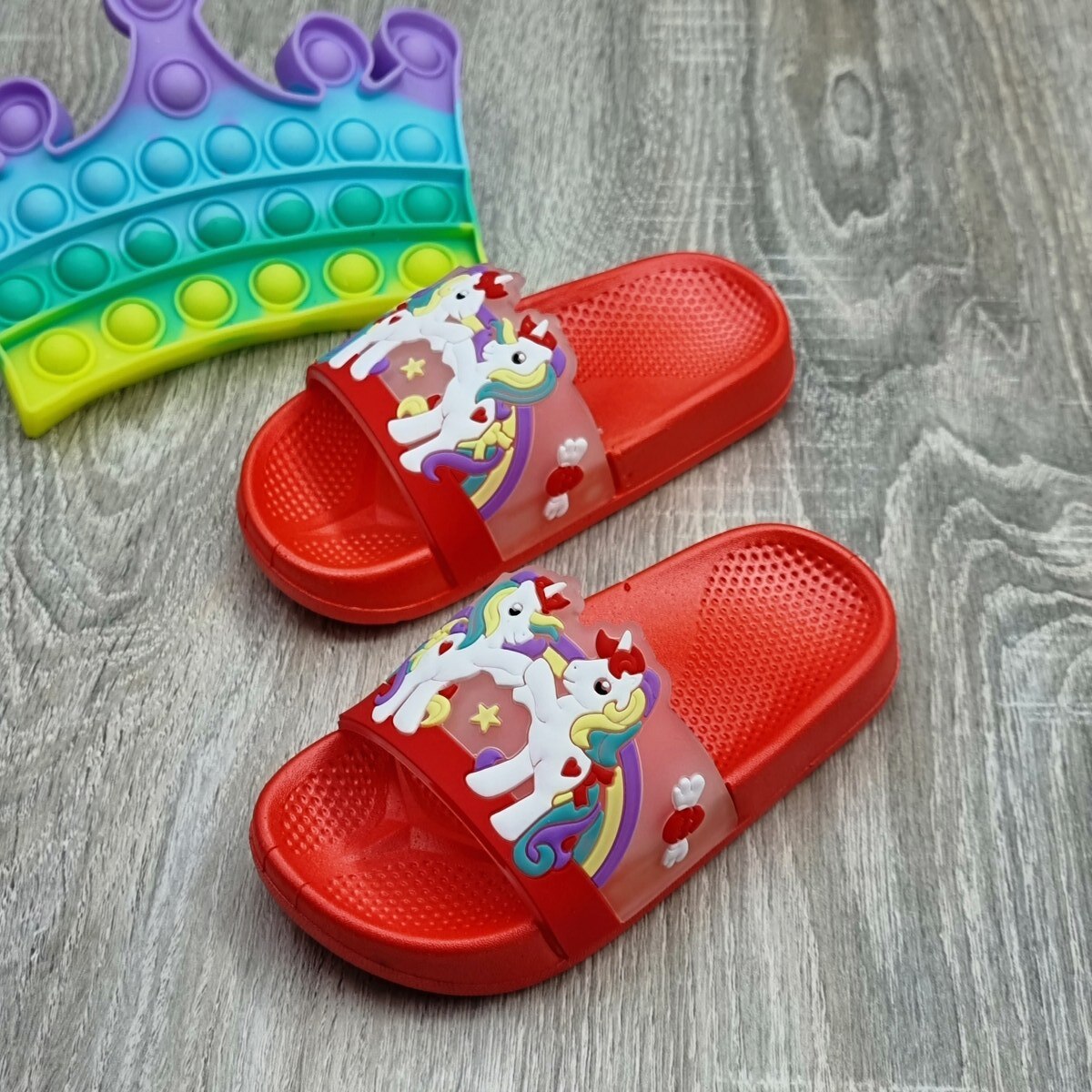 Papuci copii, inTrend, UNIC-01, Cauciuc, Rosu, 25 - eMAG.ro