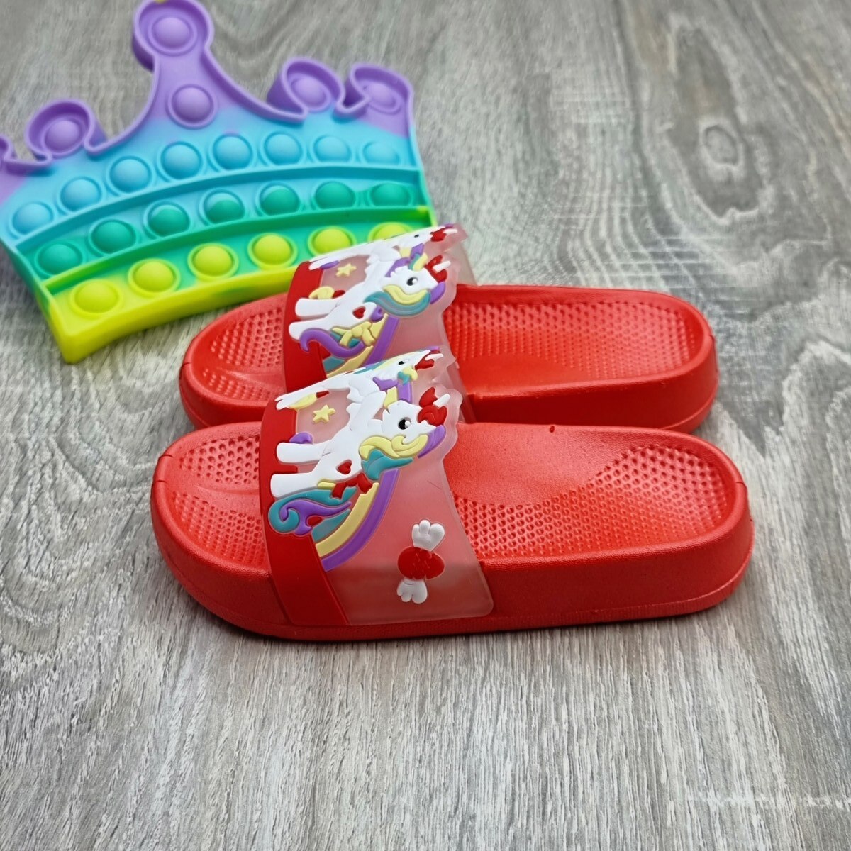 Papuci copii, inTrend, UNIC-01, Cauciuc, Rosu, 25 - eMAG.ro