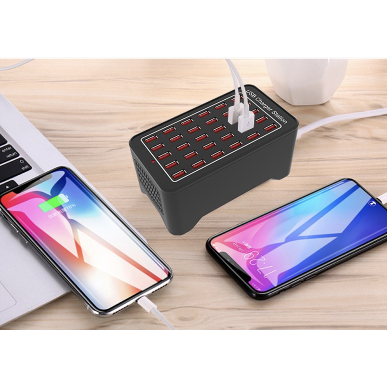 150W Smart зарядна станция с 30 USB порта 5V 30A и вентилатор - eMAG.bg