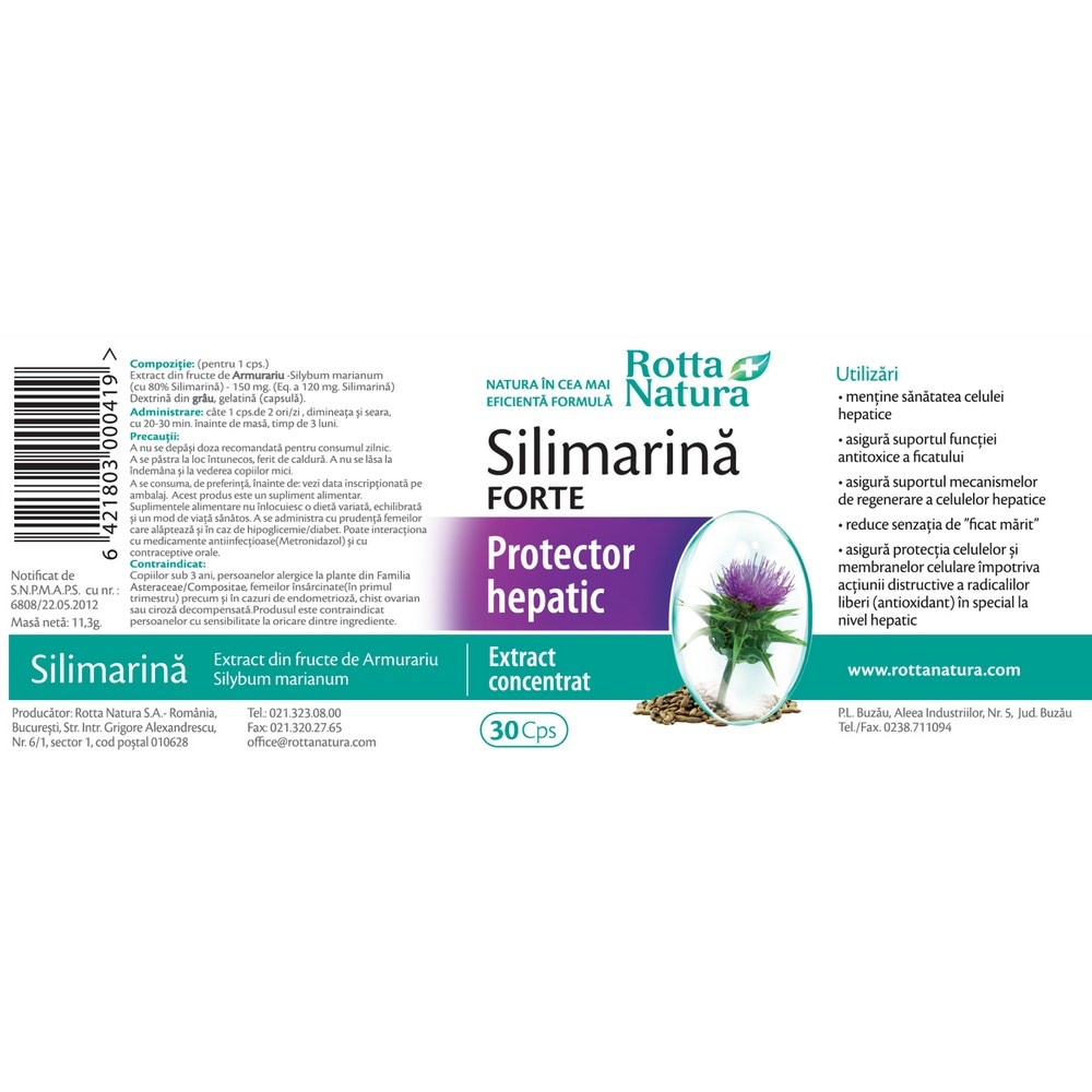 Silimarina Forte, Rotta Natura, 30 capsule - eMAG.ro