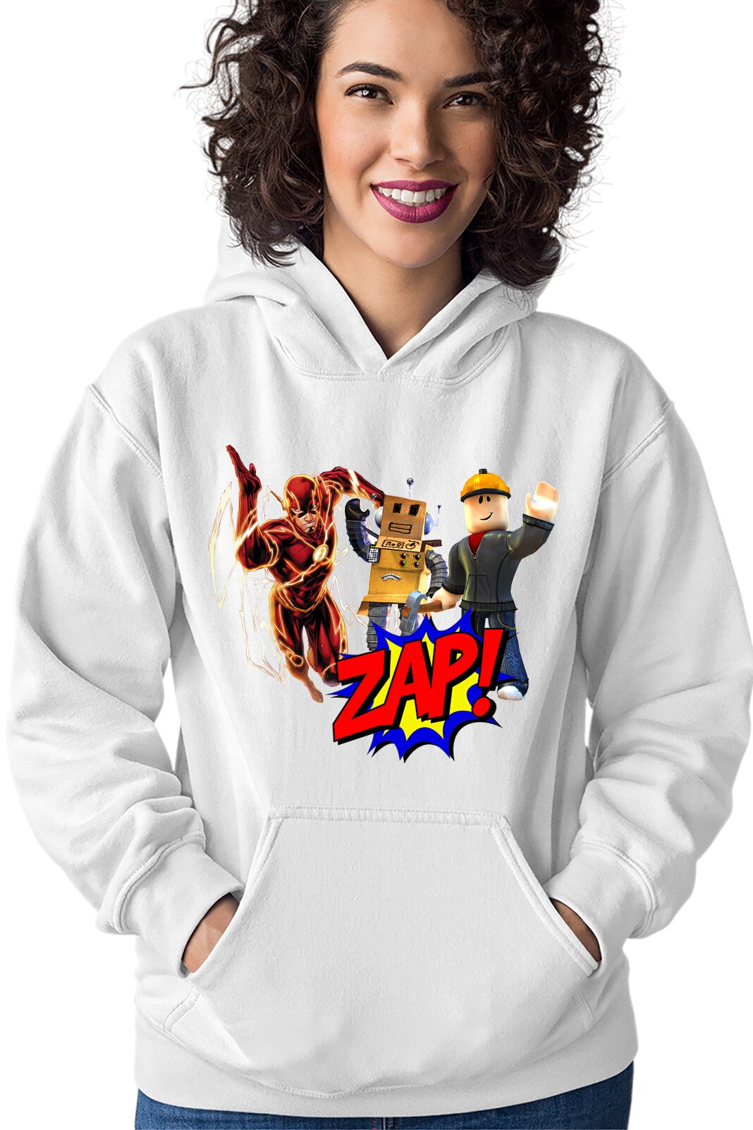 Дамски суичър The Flash Roblox Studio Platforme Desene, Бял, Размер XL ...