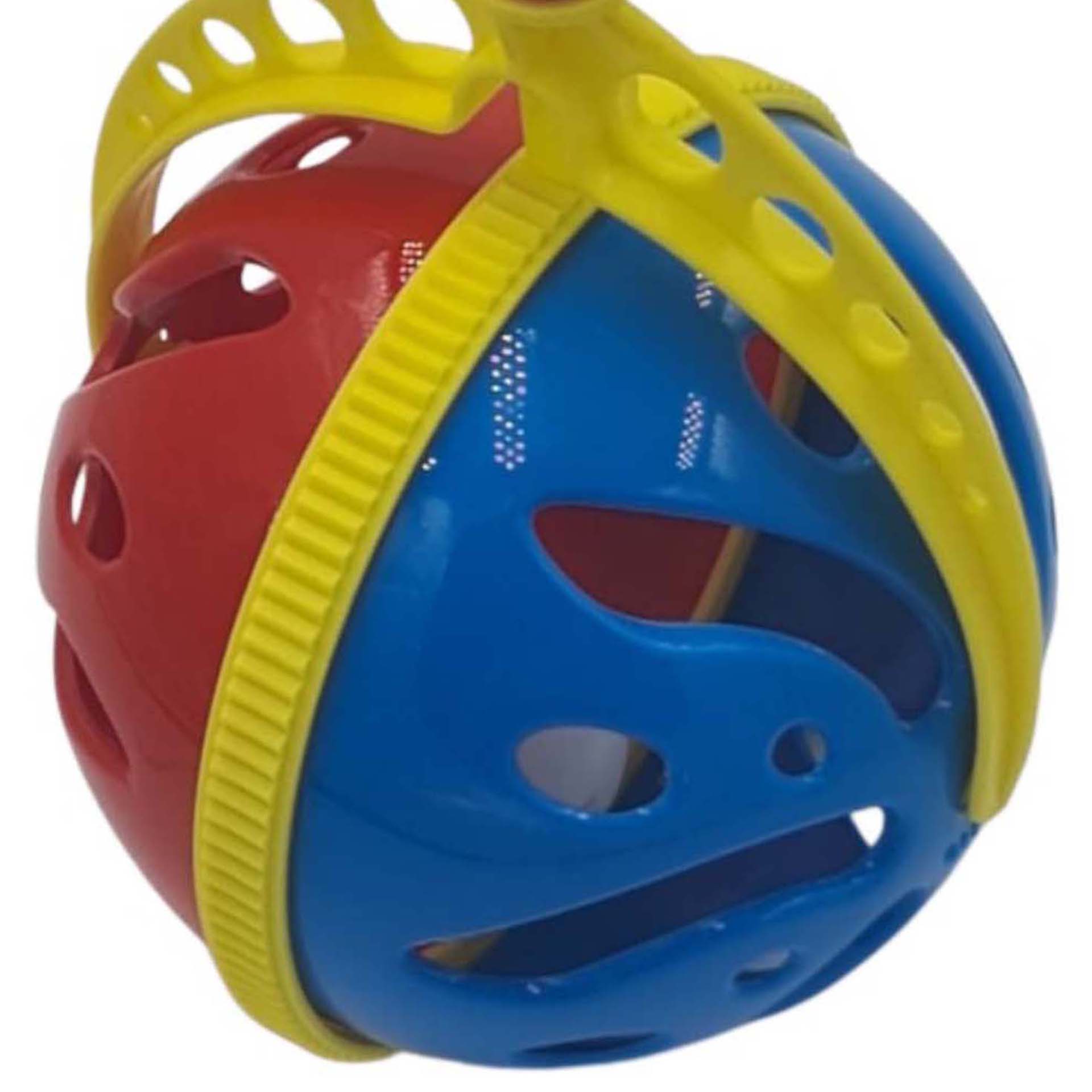 Interaktív játék, labda fogantyúval, csörgő, 7 x 7 x 40 cm, kék/piros ...