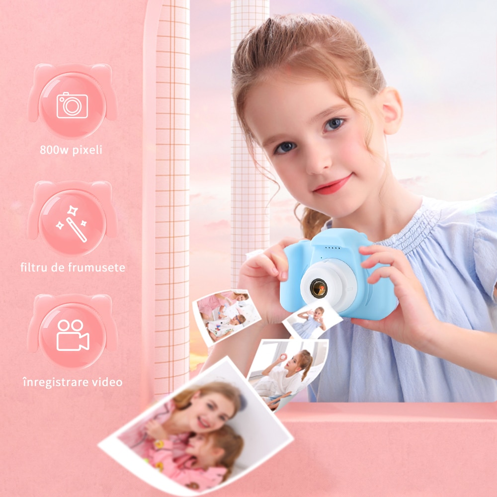 Camera foto digitala X2 pentru copii, SIHOiSi, 32GB, Functie foto/video ...