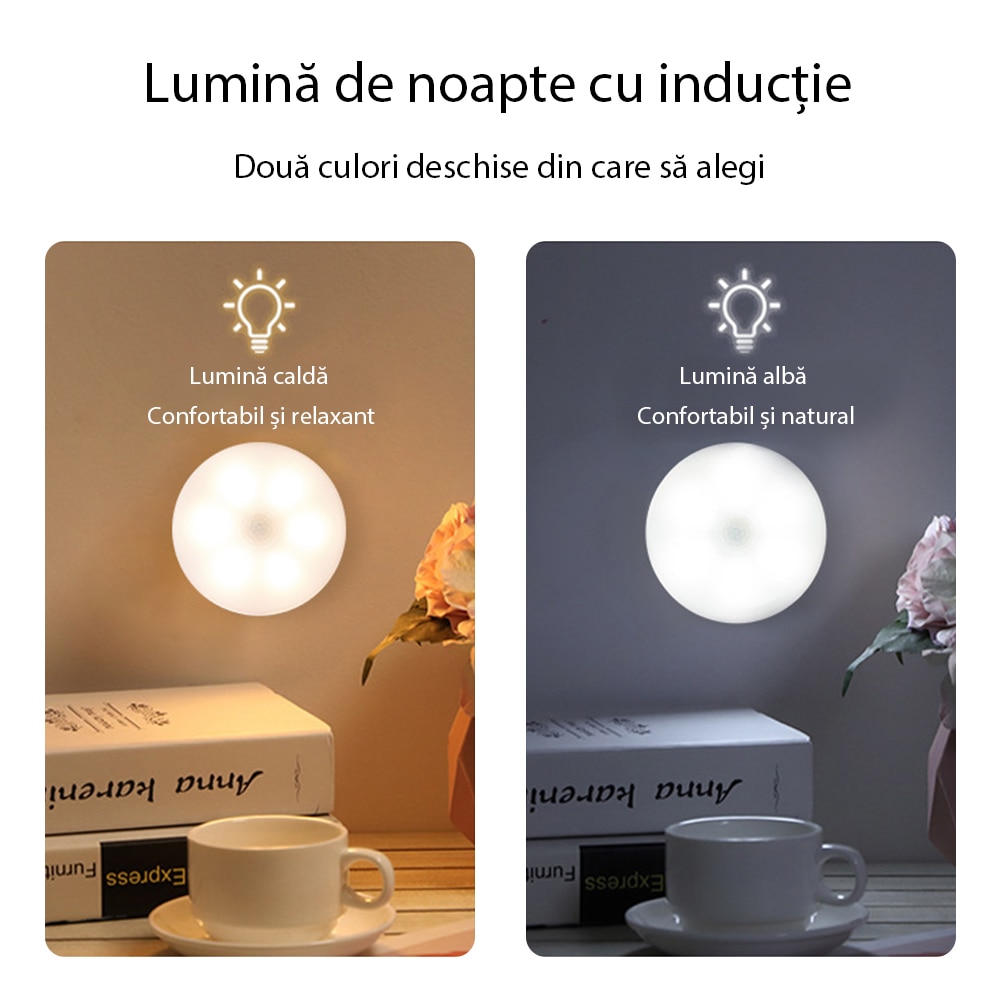 Lampa LED LQ, Senzor miscare/lumina, 600 mAh, Incarcare USB, Alb - eMAG.ro