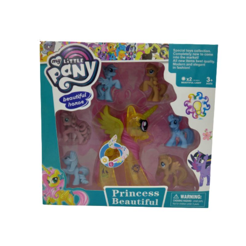 Set 6 ponei si Printesa Celestia, interactiva, sunet si lumini, galben ...