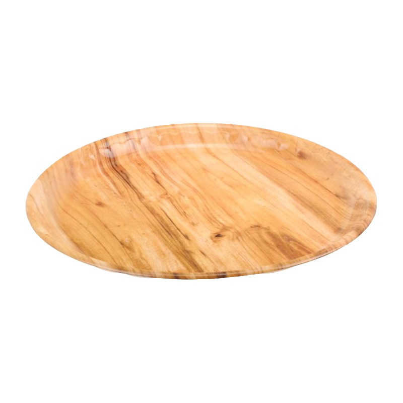 Tava servire, Rounda, Plastic, Model Lemn Maro, 35 cm - eMAG.ro
