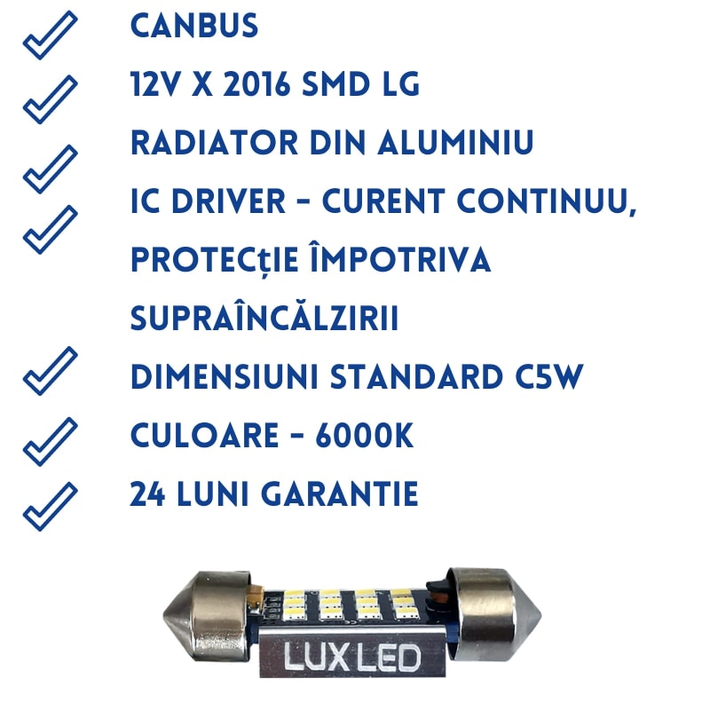 Комплект от 2 броя помощни крушки за кола с LED PRO LED Premium C5W ...