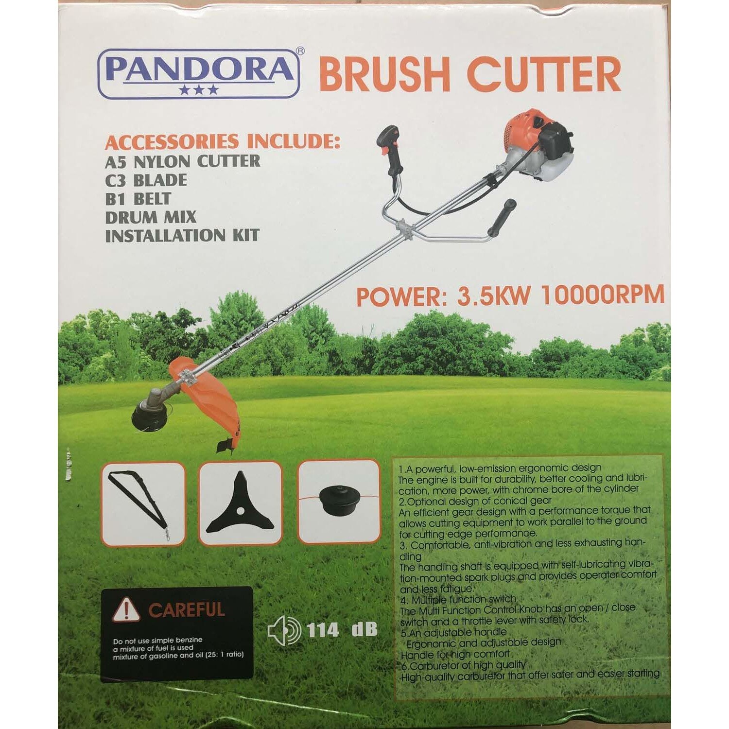 Set Motocoasa Pandora 3, 4CP, 10.000Rpm, Cap Drujba, Disc 3 lame ...