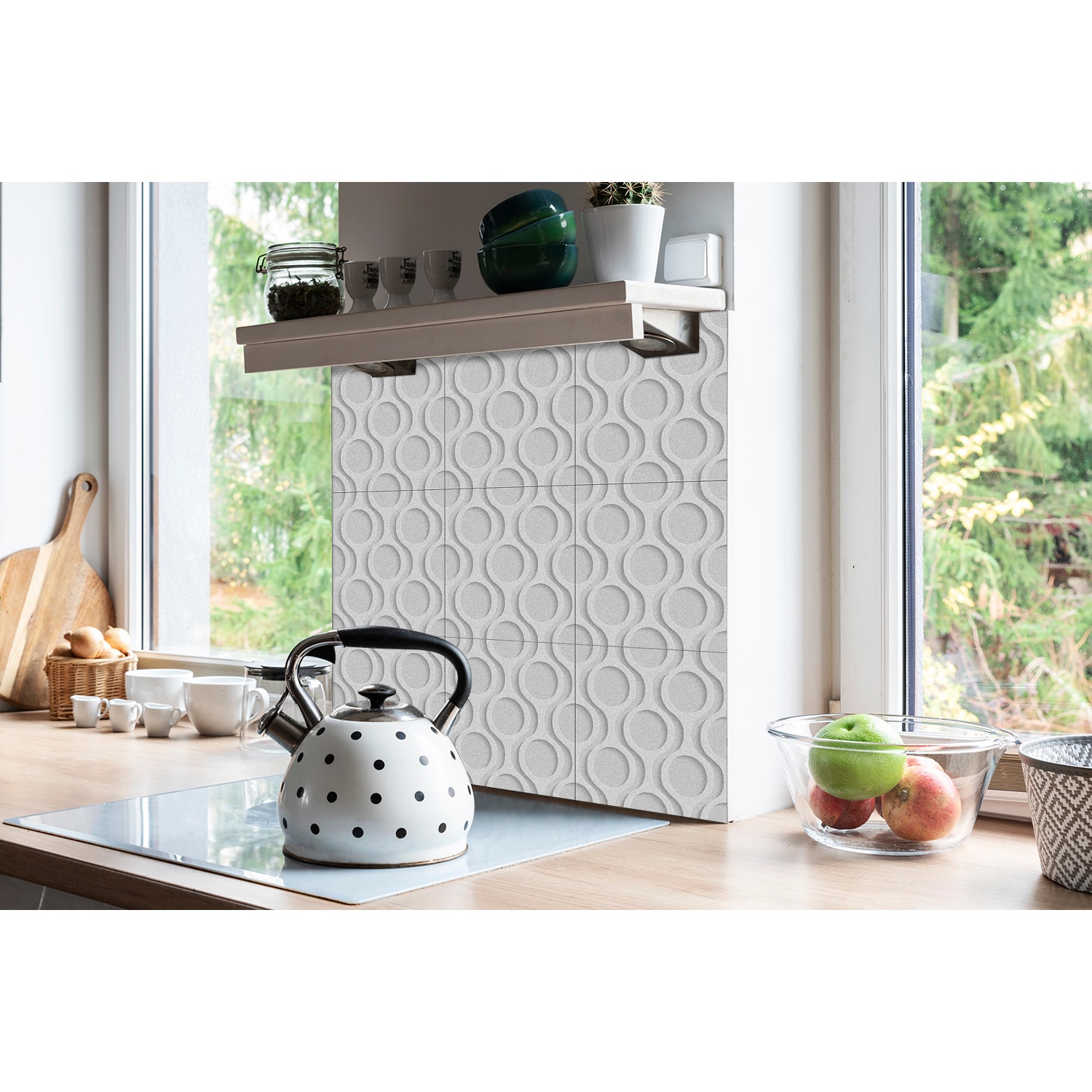 Set 9 bucati, Placi de perete autoadezive, Stil modern, Gri, 30 cm x 30 ...