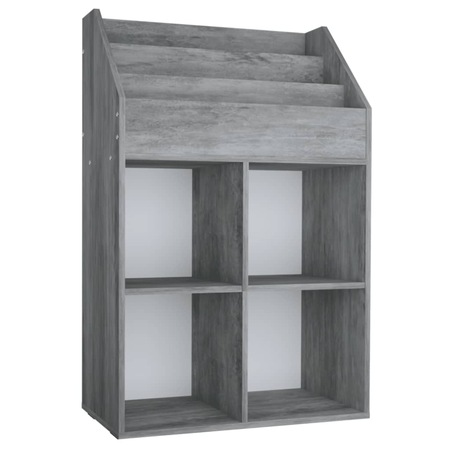 Raft de reviste pentru copii, VidaXL, 71 x 30 x 114 cm, PAL, Gri - eMAG.ro