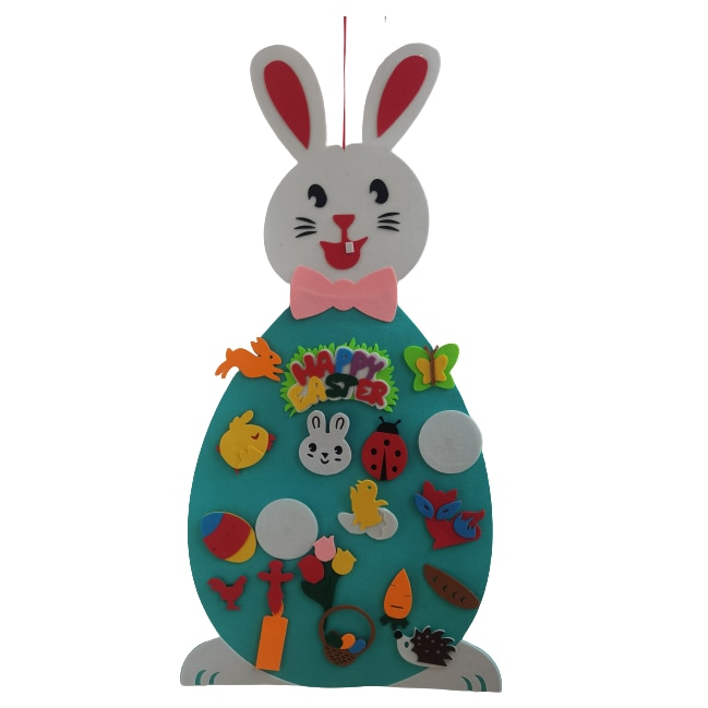 Iepuras Montessori cu elemente din fetru, 19 piese, 47 x 95 cm - eMAG.ro