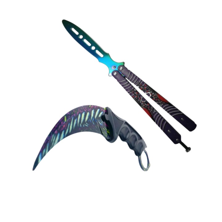 Set format din Briceag Balisong, Butterfly Spider si Cutit Karambit ...