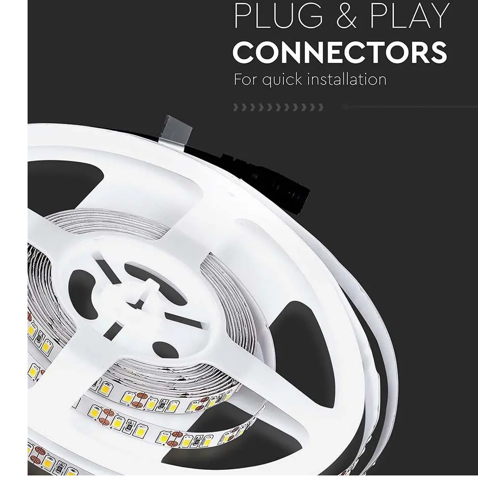 Kit banda LED V-TAC 212042, cu transformator si controller, 8W/m ...