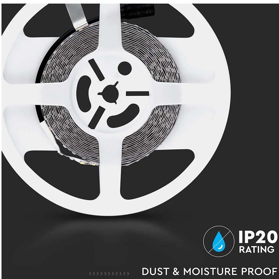 Kit banda LED V-TAC 212042, cu transformator si controller, 8W/m ...