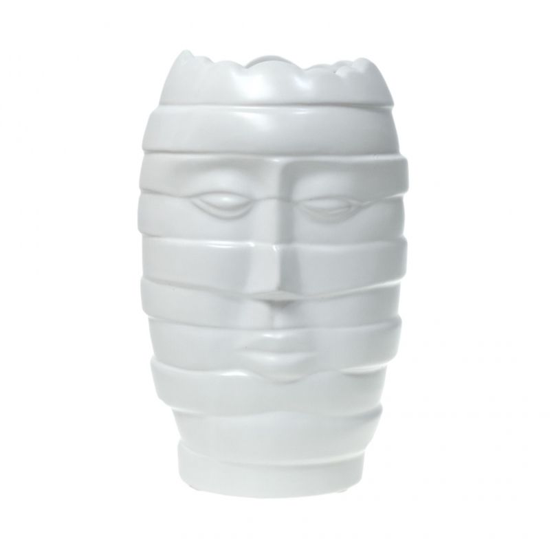 Vaza decorativa, forma de cap, ceramica, alb, 25 x 13 cm - eMAG.ro