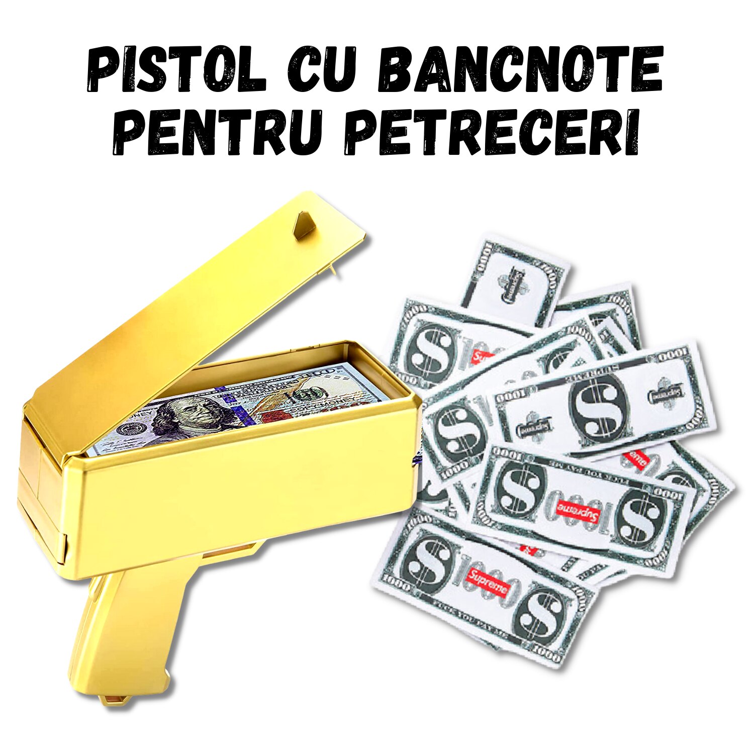 Set Aruncator de Bancnote pentru Petreceri, TenX, Auriu, cu 100 ...