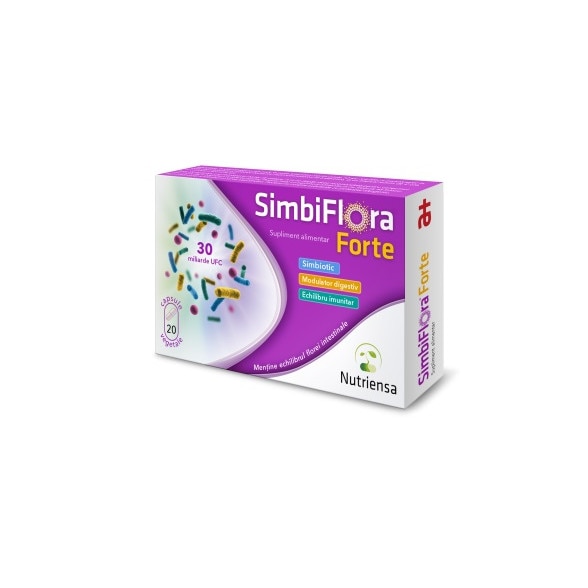 Хранителна добавка SimbiFlora Forte, 30 милиарда CFU, 20 капсули - eMAG.bg