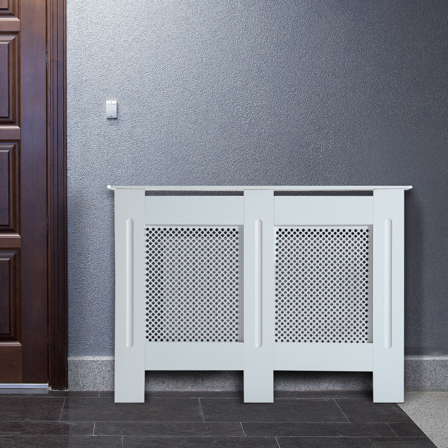 Masca de calorifer, Homcom, MDF, 111.5 × 82 × 19 cm, Alb - eMAG.ro