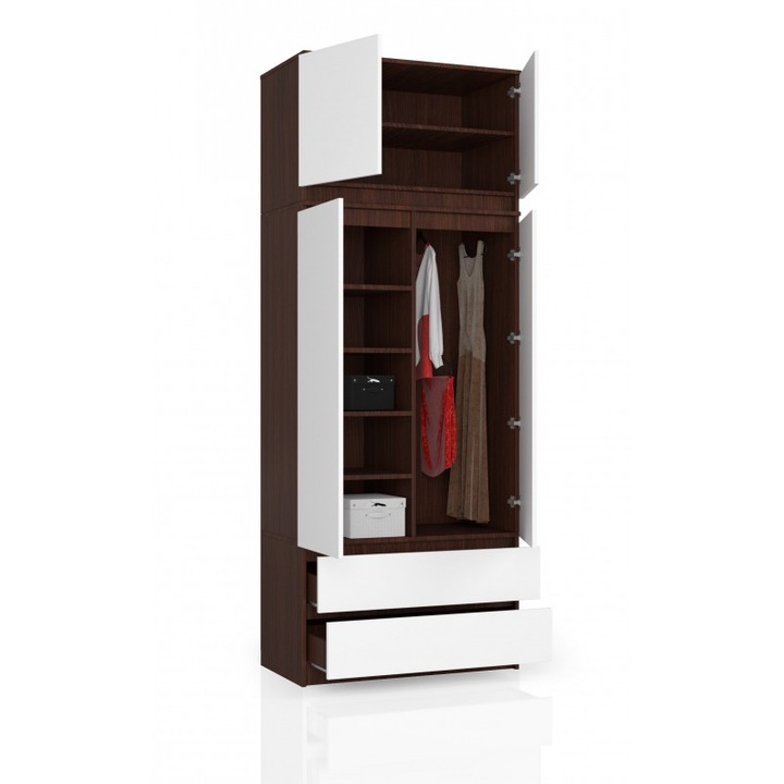 Dulap cu extensie, Akord Furniture Factory, PAL/MDF, 51x90x234 cm, Alb ...